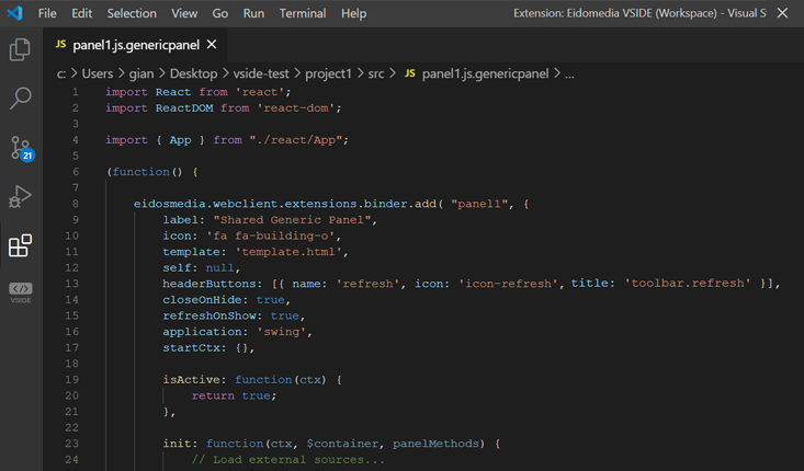 Download VSIDE, extension of Visual Studio Code | Eidosmedia