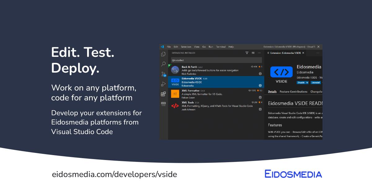 Download VSIDE, extension of Visual Studio Code | Eidosmedia